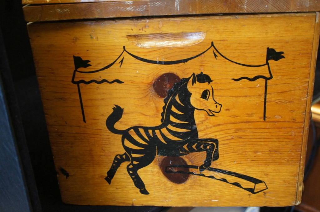 Vintage Mid Century Pine Circus Theme Western Toy Box Chest Trunk ...