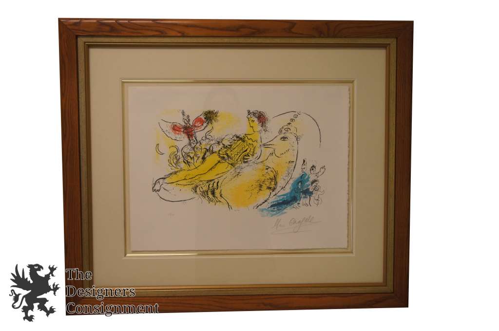 Marc Chagall Signed Lithograph Print Accordionist Laccordéoniste 80 90