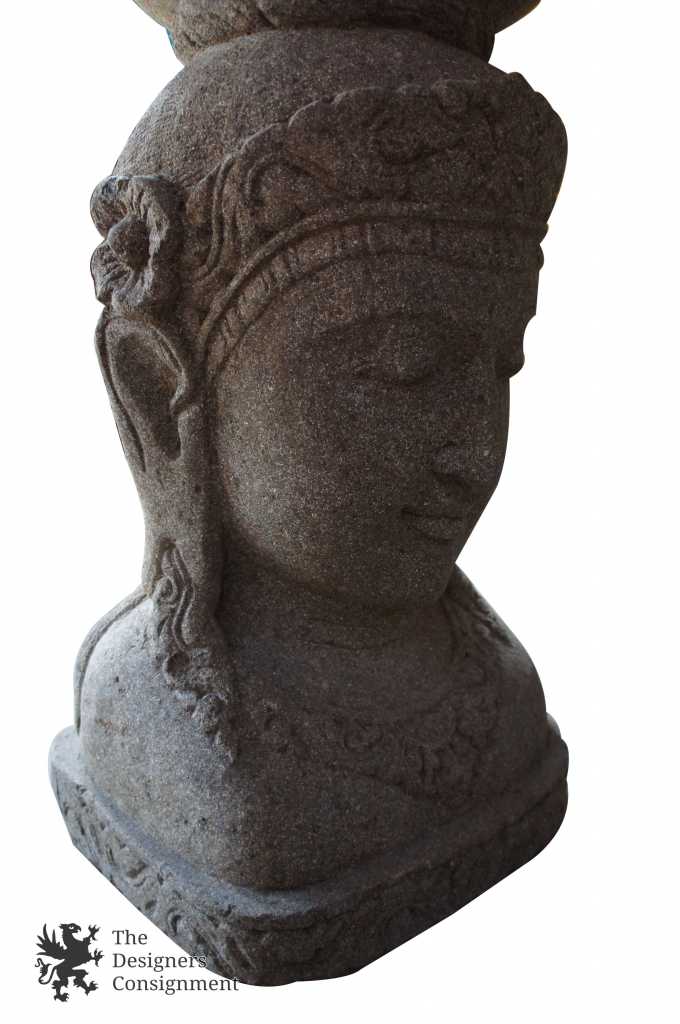 2 Concrete Indian Buddha Head Planters Pair Floral Garden Statue Flowers