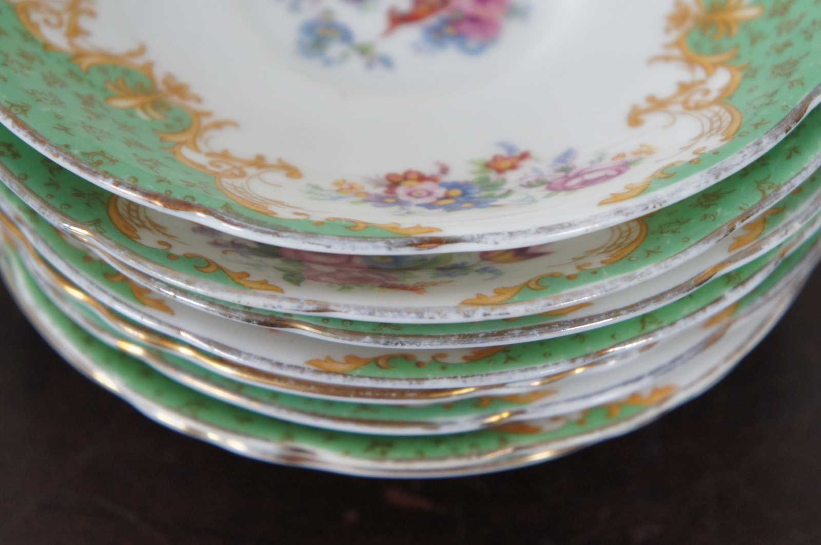 Vintage 61 Pc Paragon Rockingham Green Floral China Dinnerware Set England