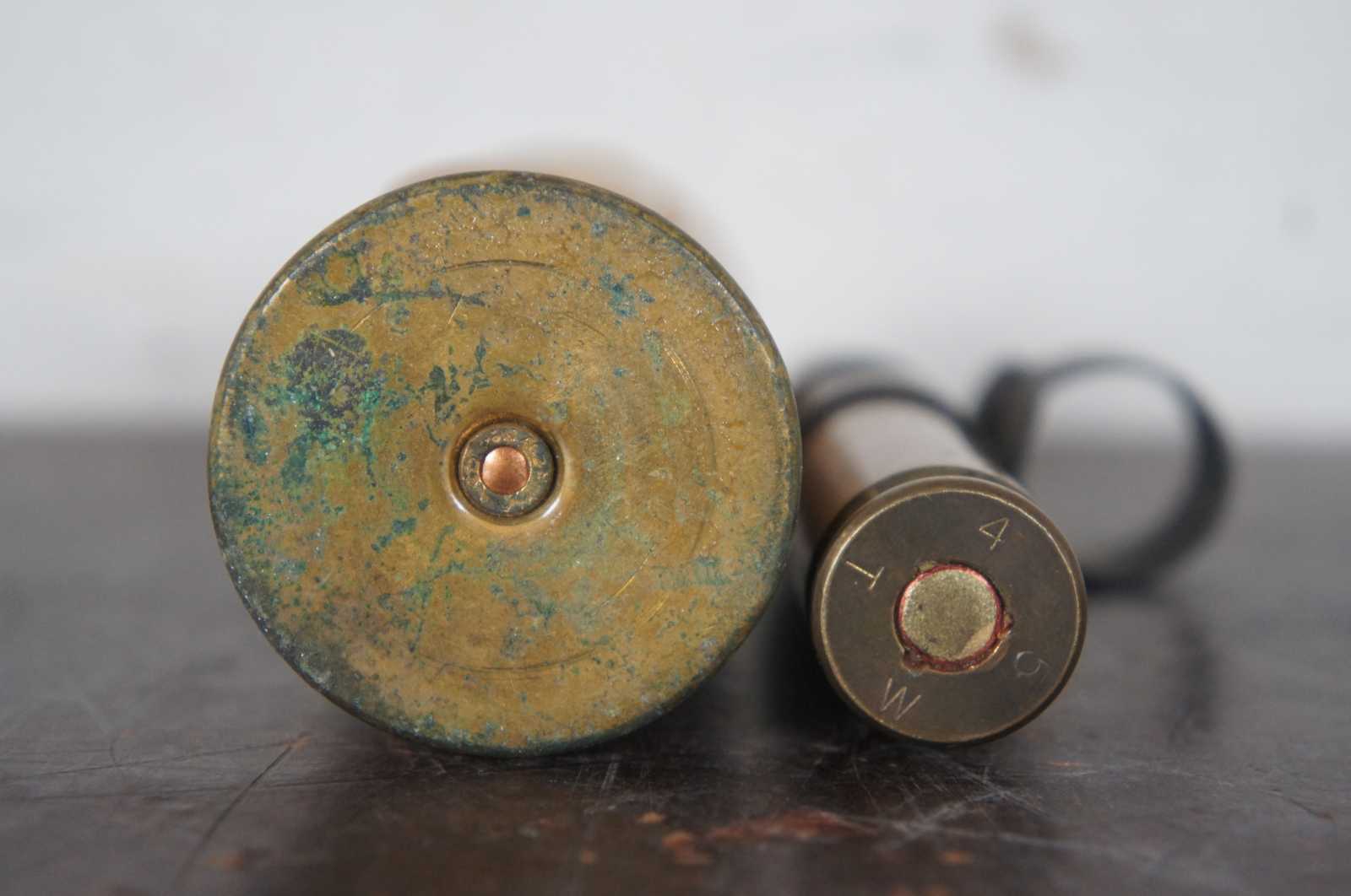 Antique WWII Aircraft Signal Flare Canister Yellow & 50mm Bullet Shell