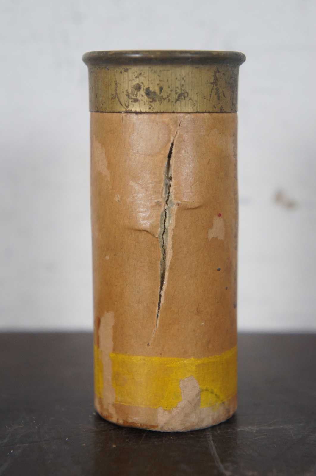Antique WWII Aircraft Signal Flare Canister Yellow & 50mm Bullet Shell