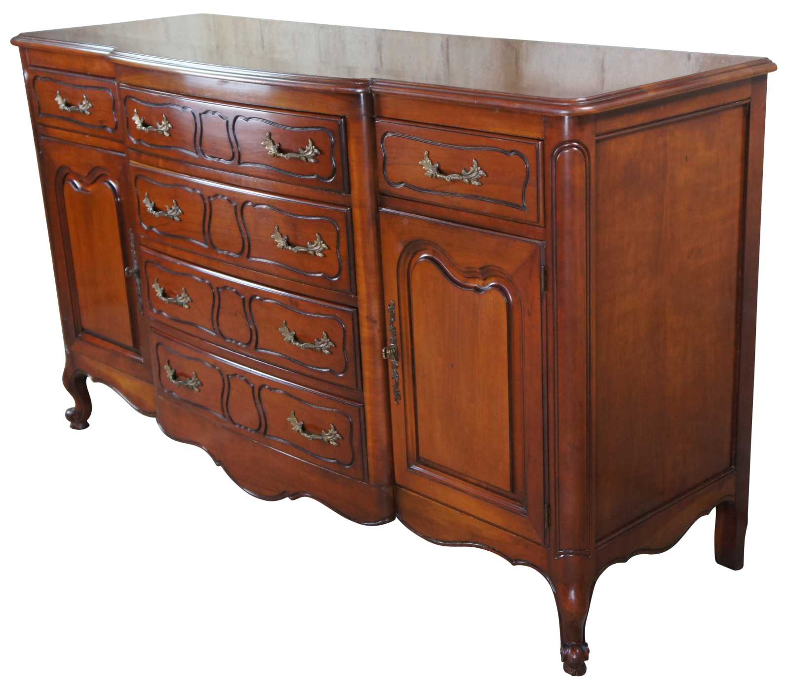 Drexel French Provincial Cherry Buffet Sideboard Breakfront Console ...