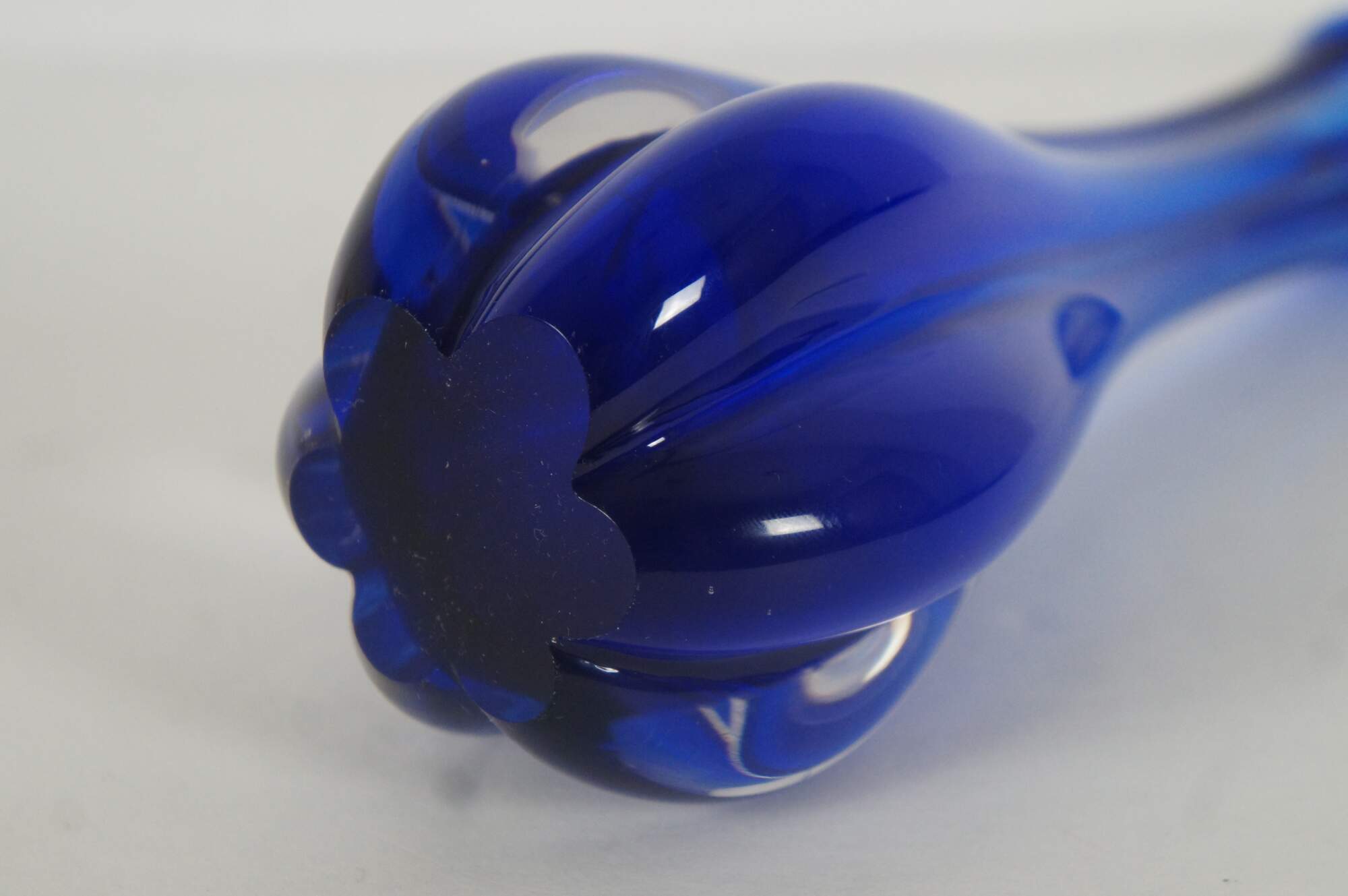 Vintage Magnor Norwegian Cobalt Blue Freeform Glass Flower Vase 10"