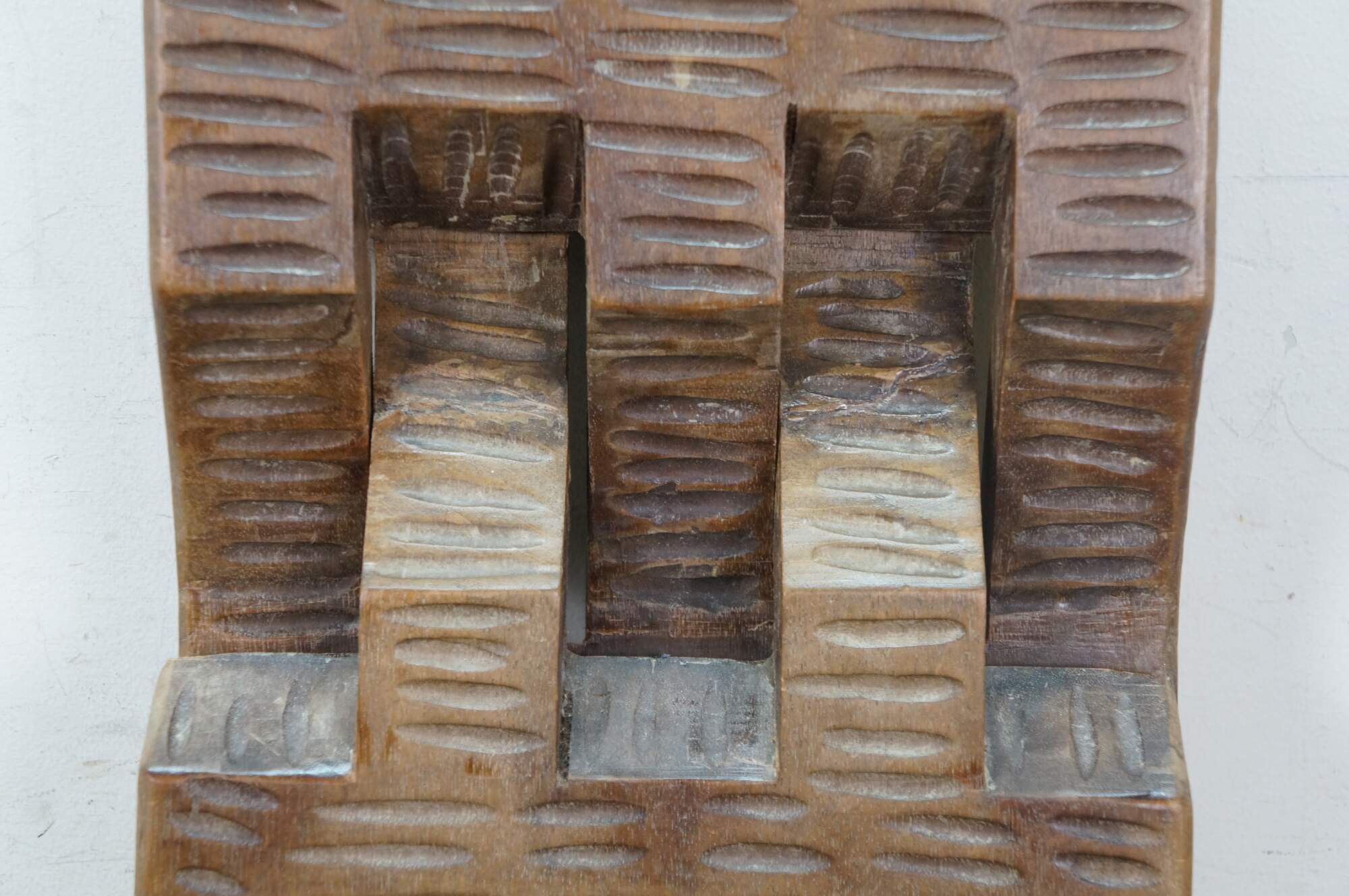 South American Honduras Carved Teak Folding Stool Seat Chair Mayan Aztec