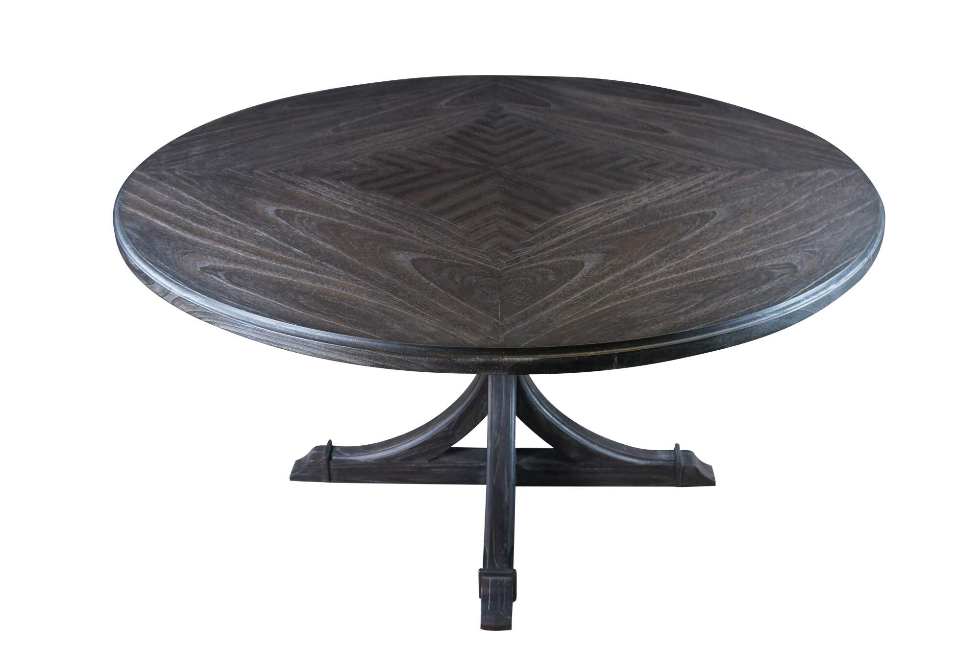 Gabby Home Adams Cerused Forest Black Oak Round Pedestal Dining Table 60"