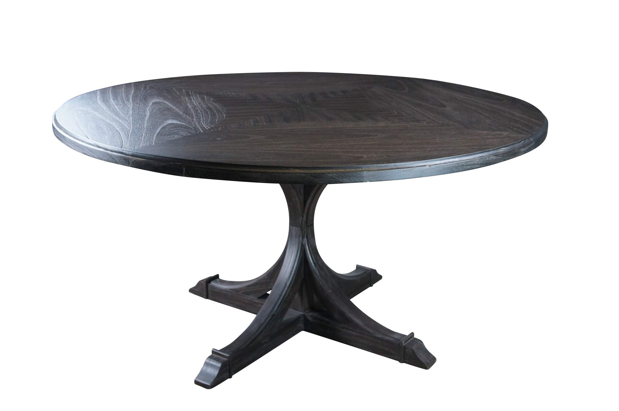 Gabby Home Adams Cerused Forest Black Oak Round Pedestal Dining Table 60"