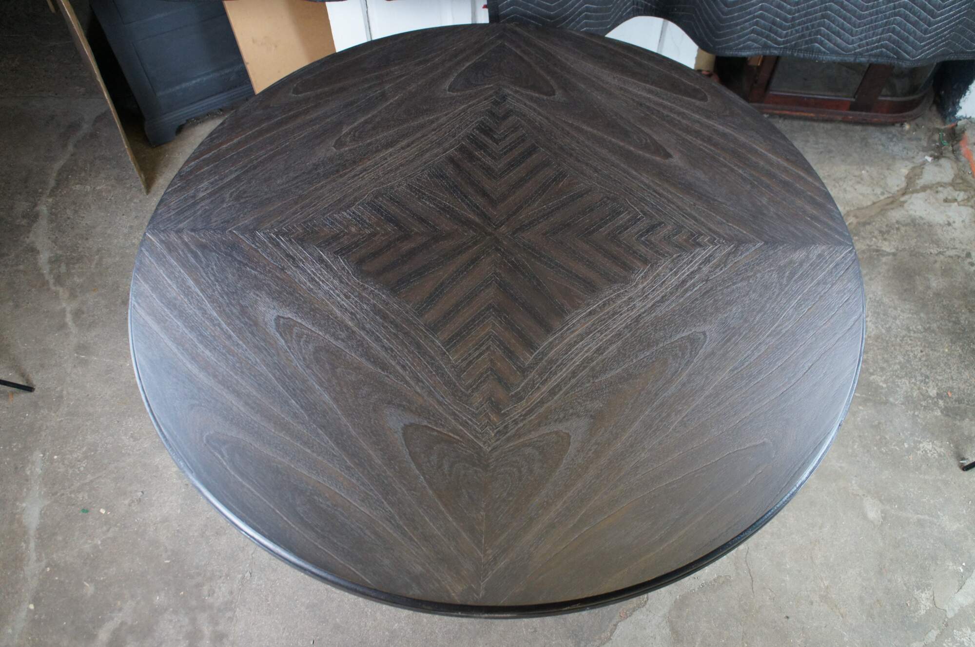 Gabby Home Adams Cerused Forest Black Oak Round Pedestal Dining Table 60"