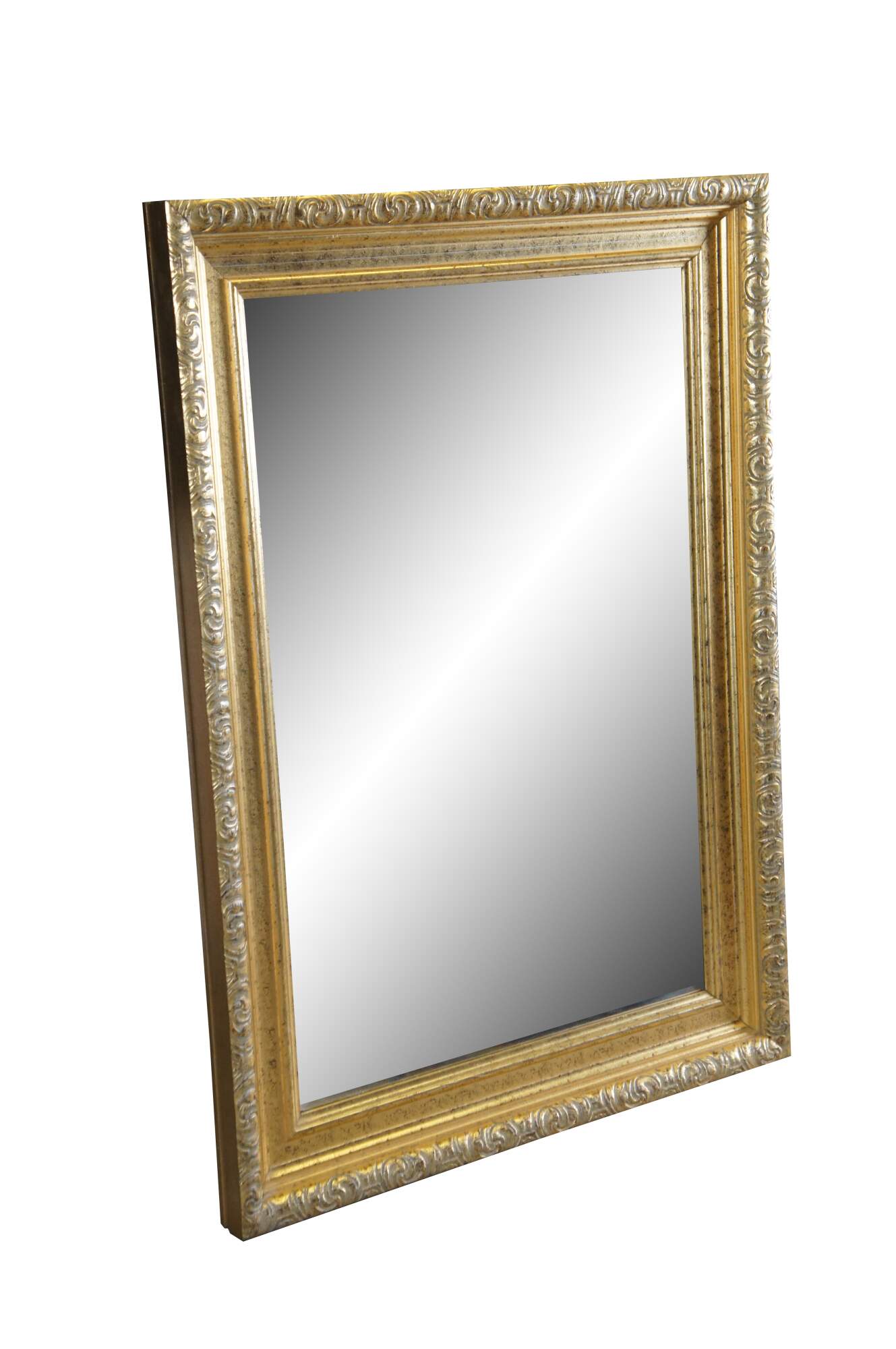 Hollywood Regency Rectangular Carved Wall Hanging Mirror Beveled Frame ...